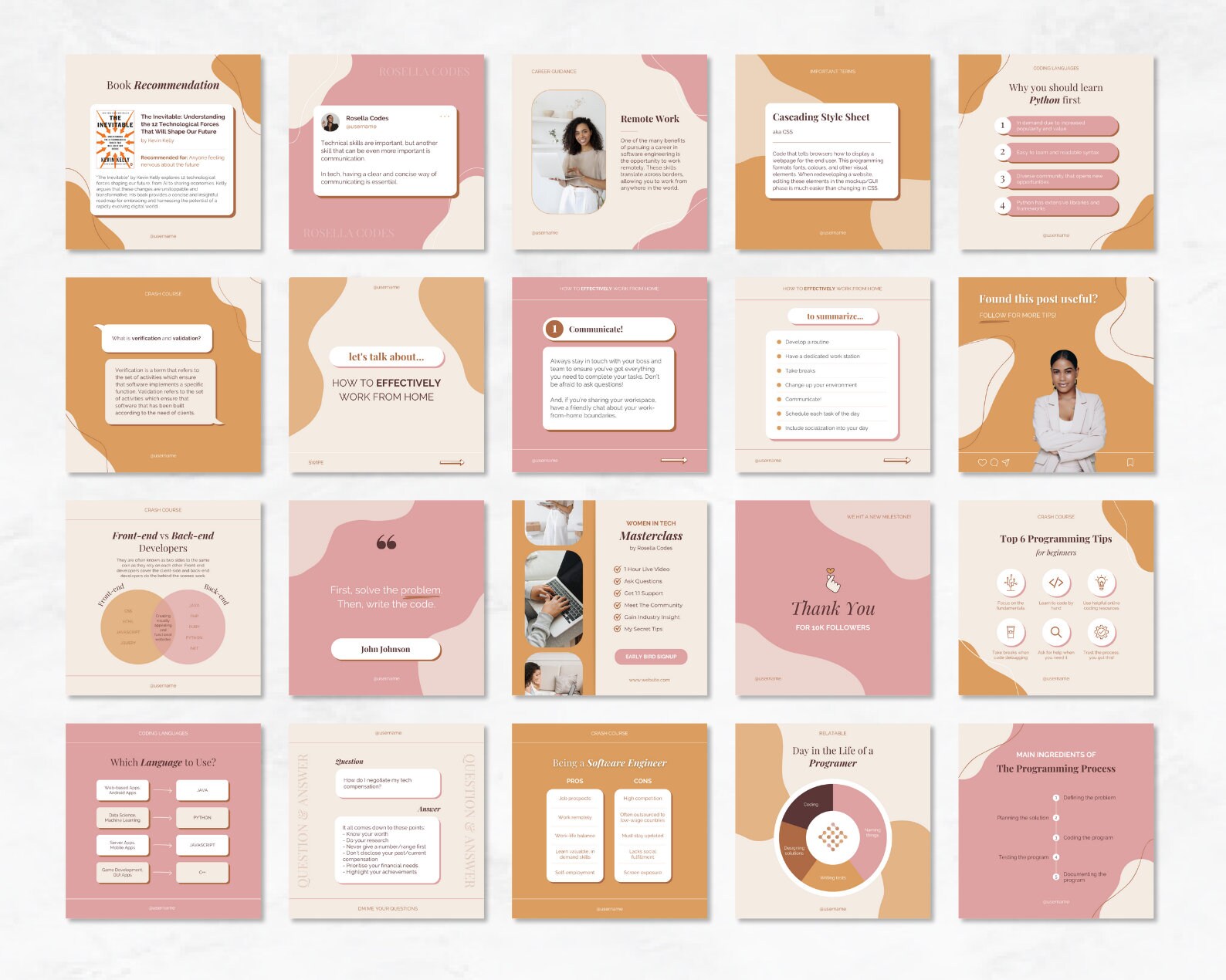 40 Fun & Feminine Instagram Post Templates Edit on Canva - Etsy