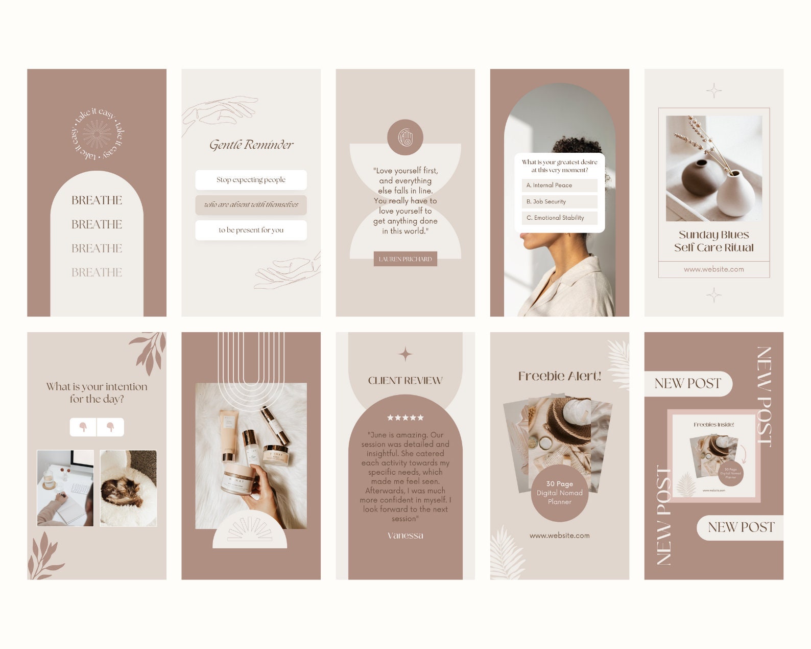 20 Boho Self-care Instagram Story Templates | Fully Editable on Canva ...