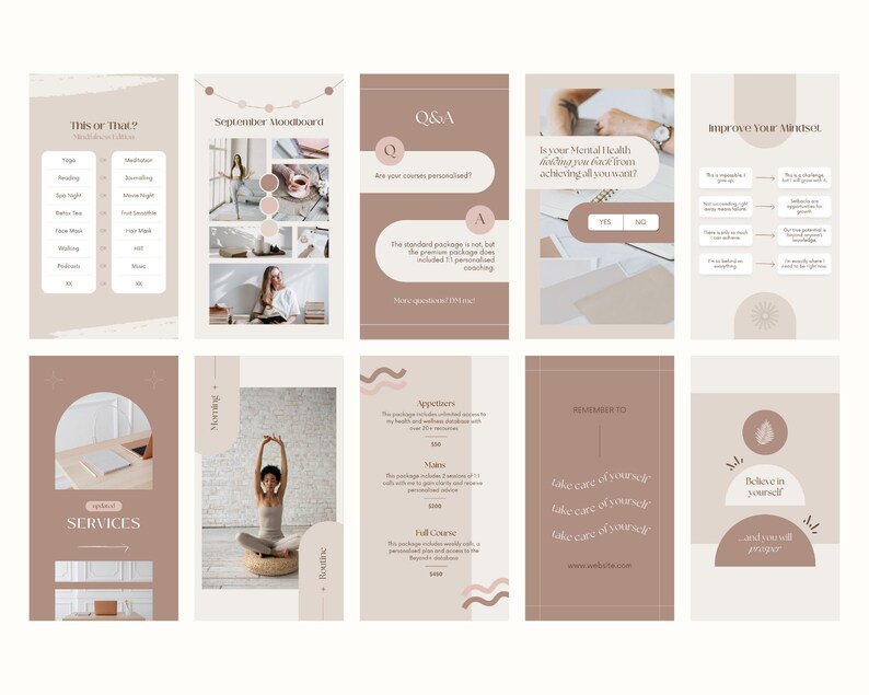 20 Boho Self-care Instagram Story Templates | Fully Editable on Canva ...