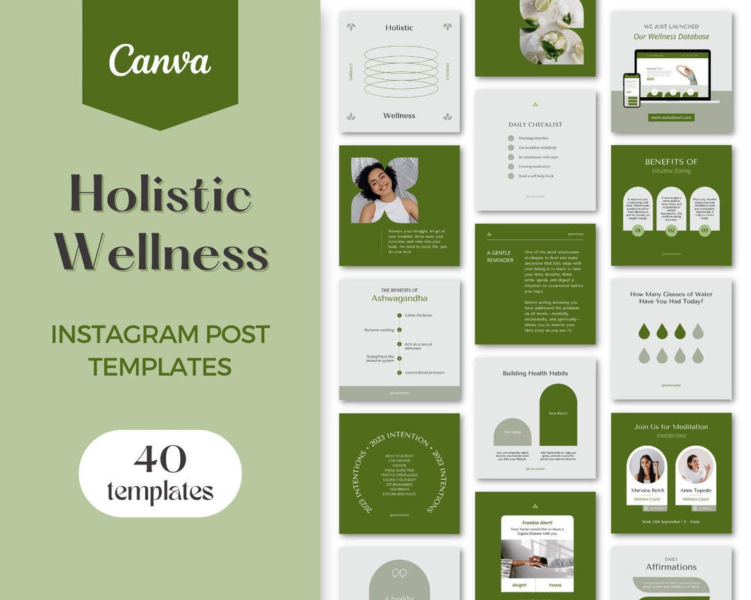 40 Holistic Wellness Instagram Post Templates Fully Editable on Canva ...