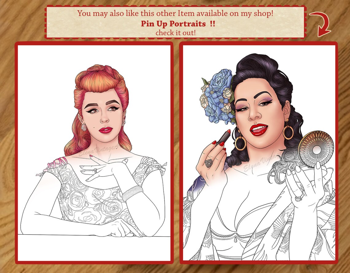 10 Pin up Coloring Pages Adult Coloring Book Pin up - Etsy UK