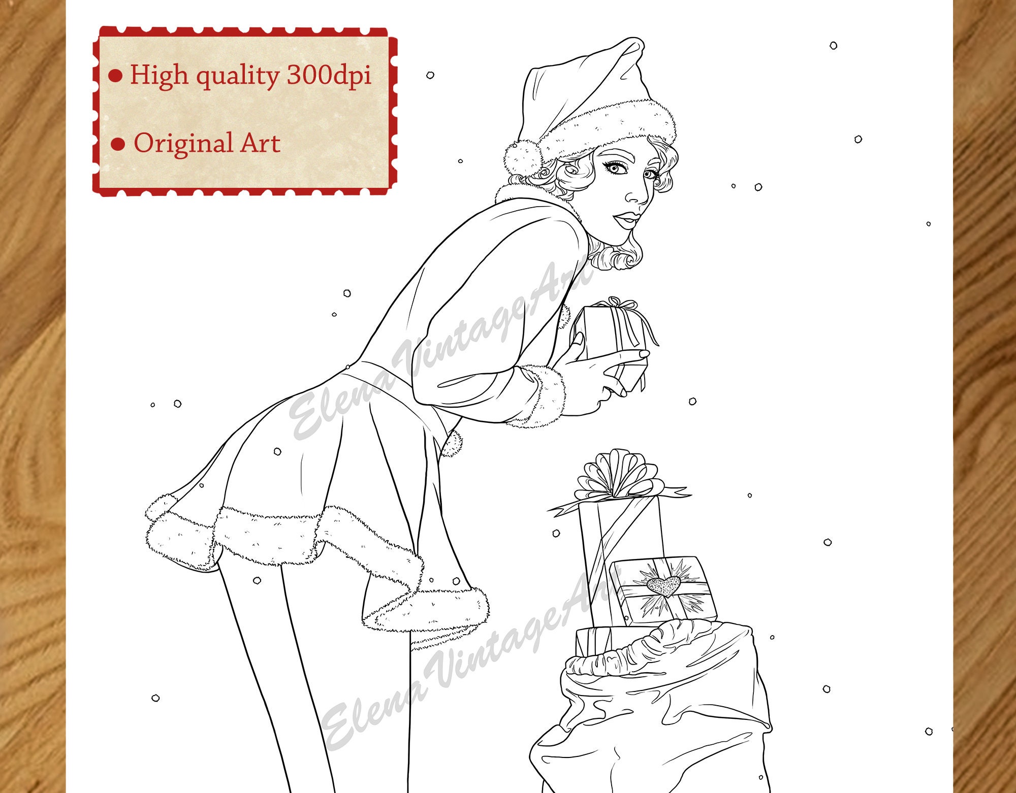 Sexy Pin up Coloring Page Christmas Coloring Page Sexy Christmas ...