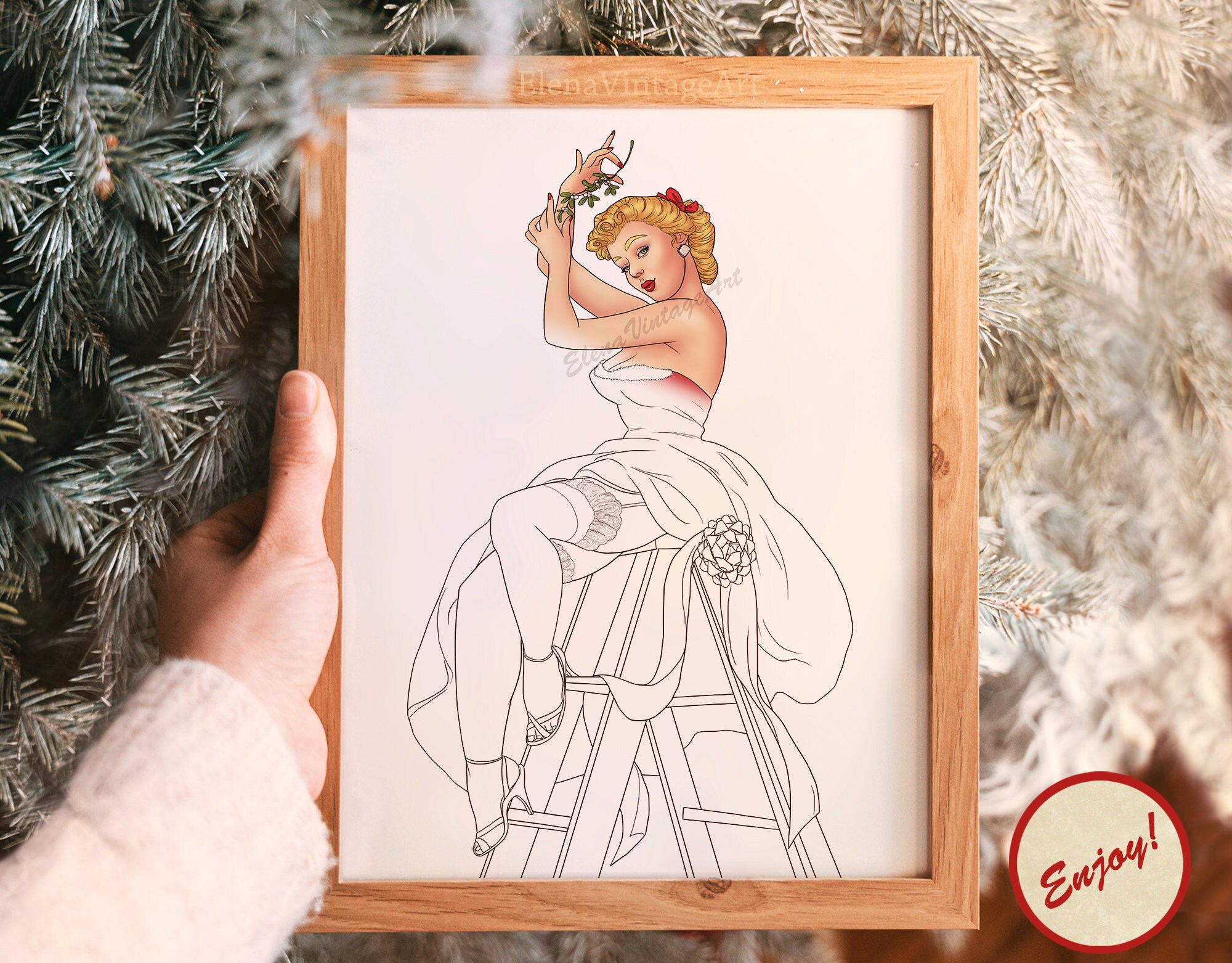 10 Pin up Coloring Pages adult Christmas Coloring Book Pin - Etsy
