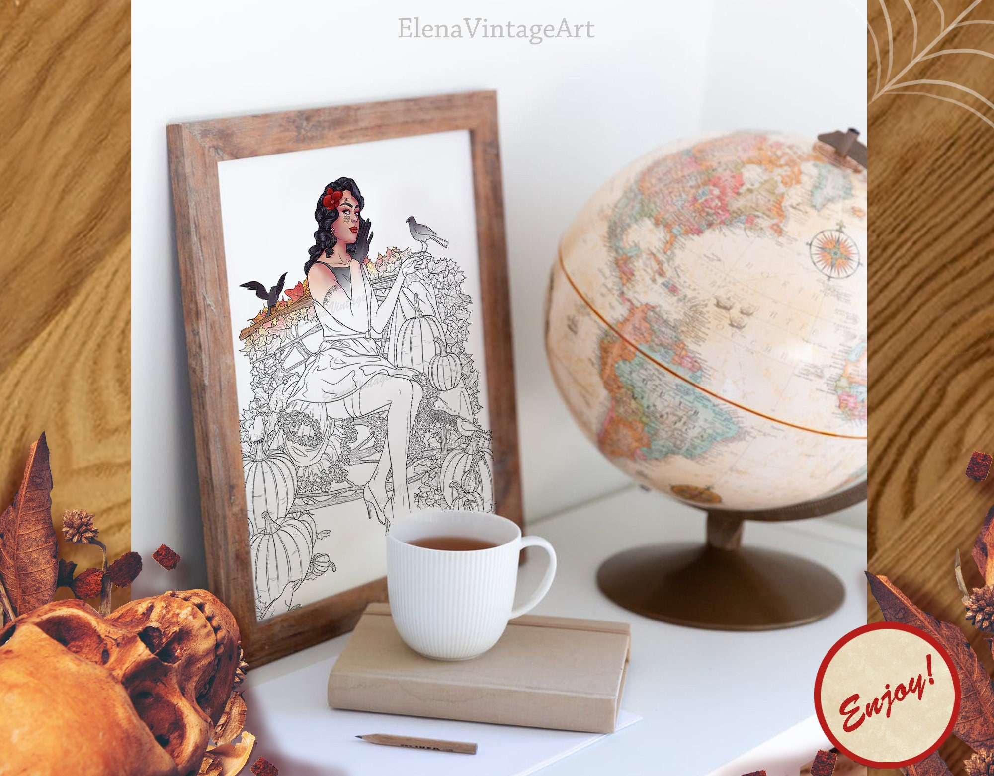 Halloween Girl Coloring Book Pages Pin up Coloring Page - Etsy
