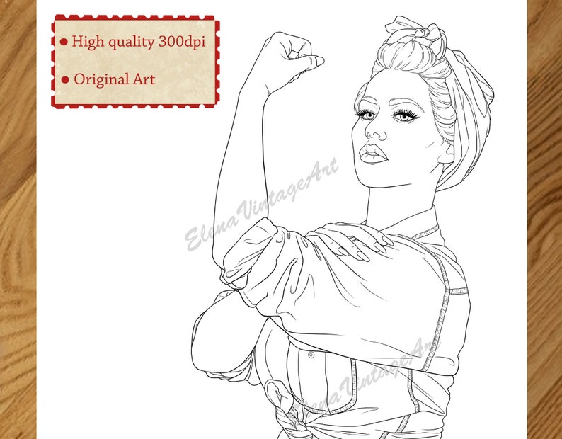 Women Power Coloring Page| Women Power Pin up Printable | Women Power ...