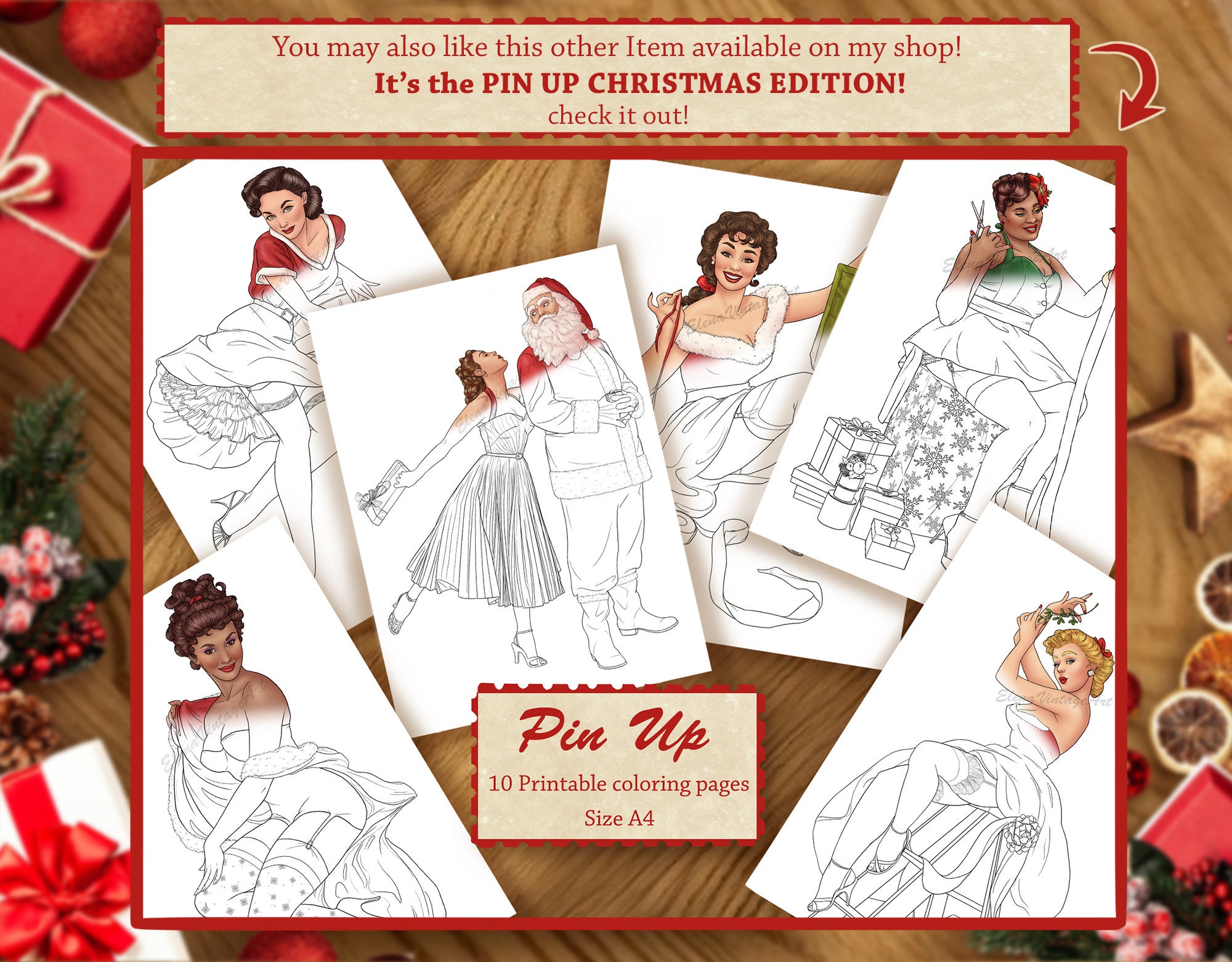 10 Pin Up Coloring Pages Adult Coloring Book Pin Up Etsy