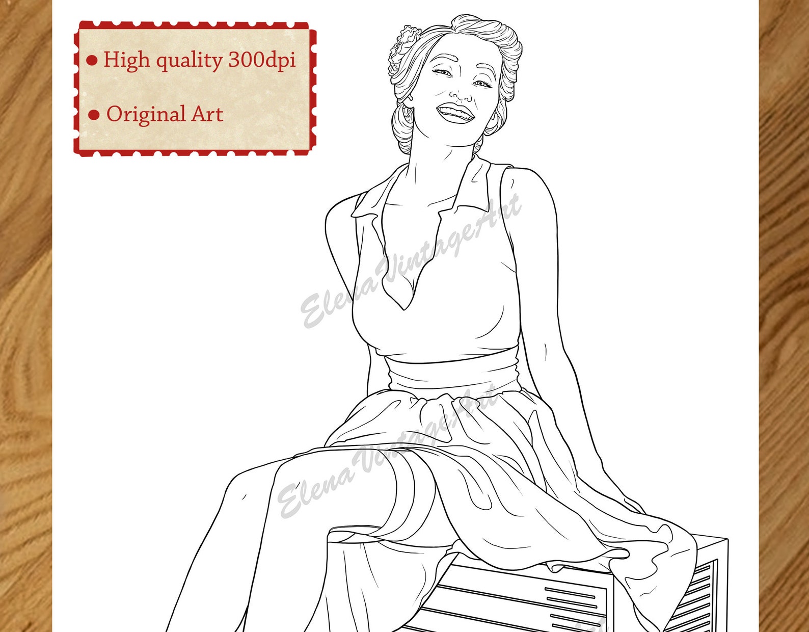 Adult Pin up Coloring Page | Girl Coloring Page | Women Coloring Page ...