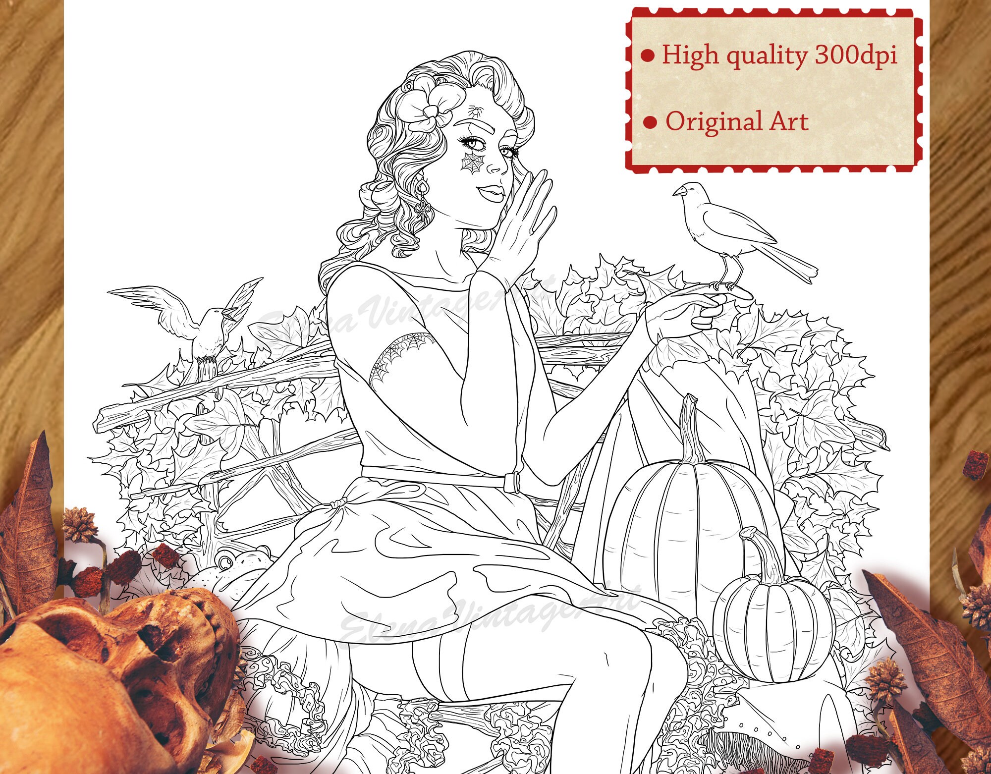 Halloween Girl Coloring Book Pages Pin up Coloring Page - Etsy