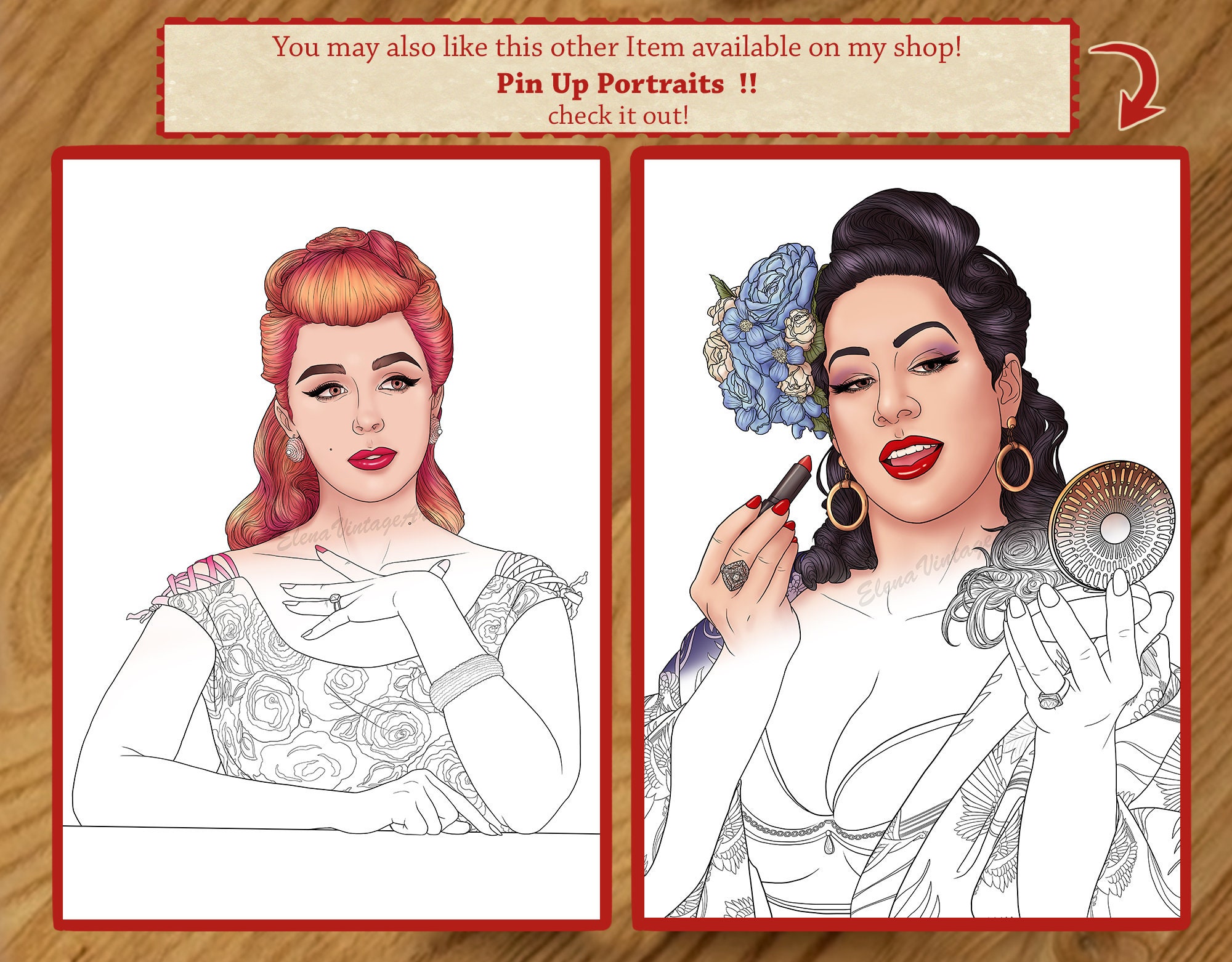 Pin up Coloring Page | Christmas Coloring Page | Adult Coloring Page ...