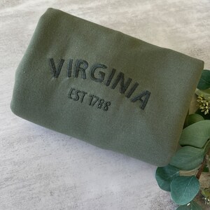 Virginia Embroidered Sweatshirt, Virginia Sweatshirt, Green Sweatshirt ...