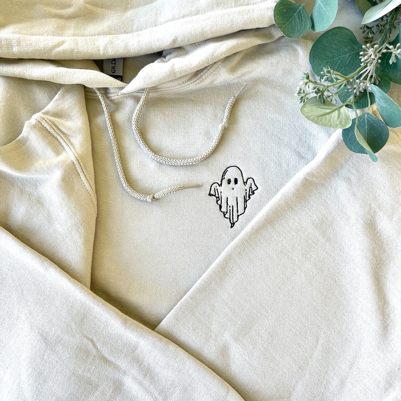 Halloween Ghost Embroidered Hoodie Ghost Sweatshirt Trendy - Etsy