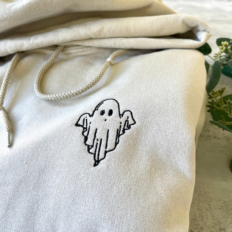 Halloween Ghost Embroidered Hoodie Ghost Sweatshirt Trendy - Etsy