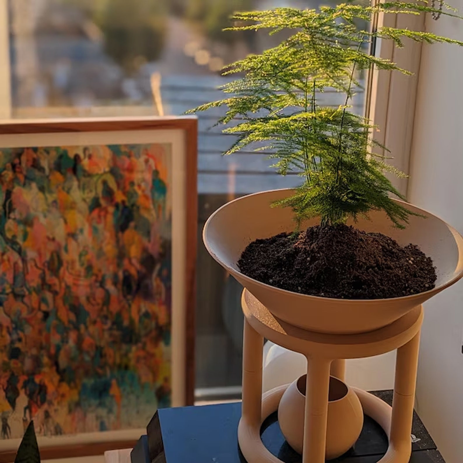 The FUNNEL Planter With Stand and Water Catch for Indoor House Plants ...