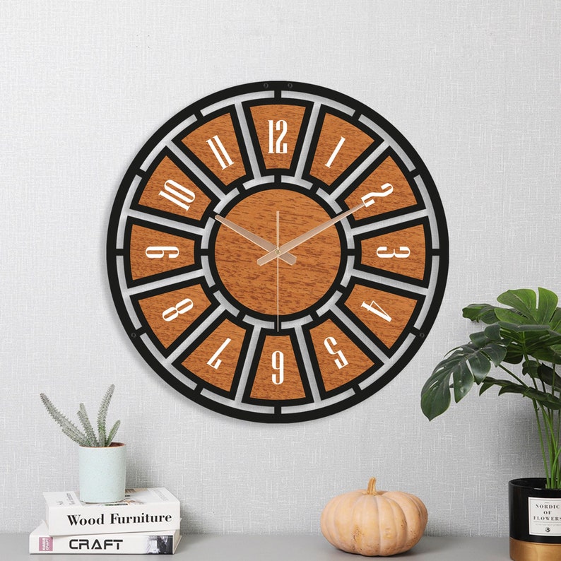 Large Wall Clock With Numbers Wall Clock Wood Wall Clock - Etsy