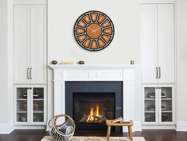 Large Wall Clock With Numbers Wall Clock Wood Wall Clock - Etsy