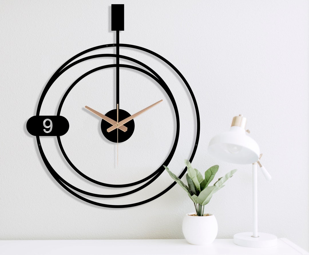 Grote wandklok uniek, moderne wandklok, minimalistische wandklok, Scandinavische klok, klok voor ...