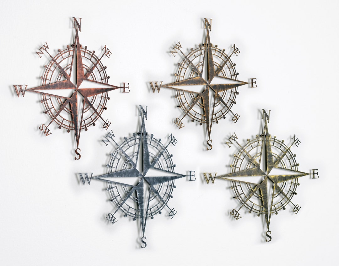 Metal Compass Rose Wall Decor, Metal Compass Sign, Outdoor Wall Decor ...
