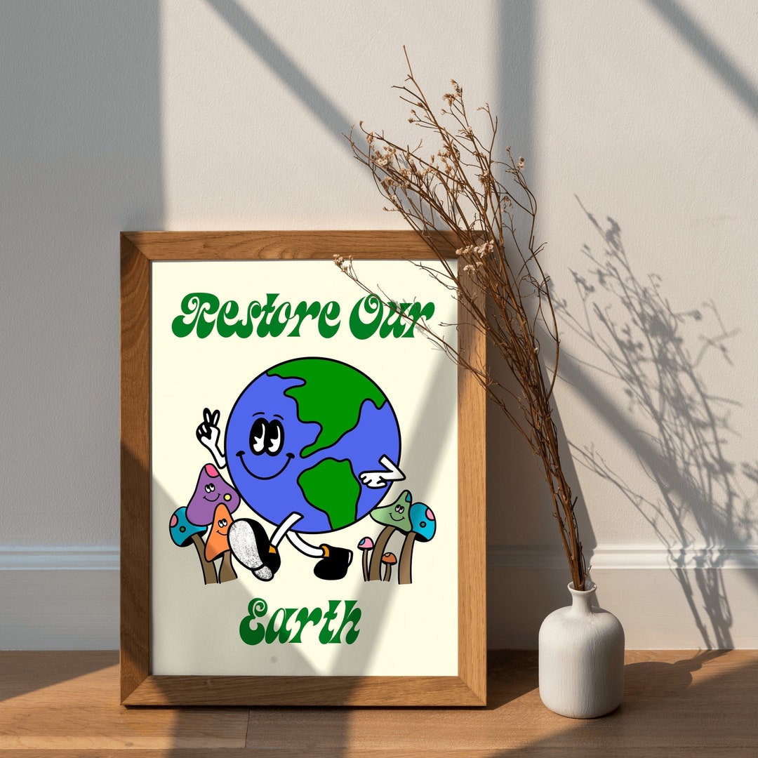 Restore Our Earth Print Retro 70s Quote Print Poster Retro - Etsy