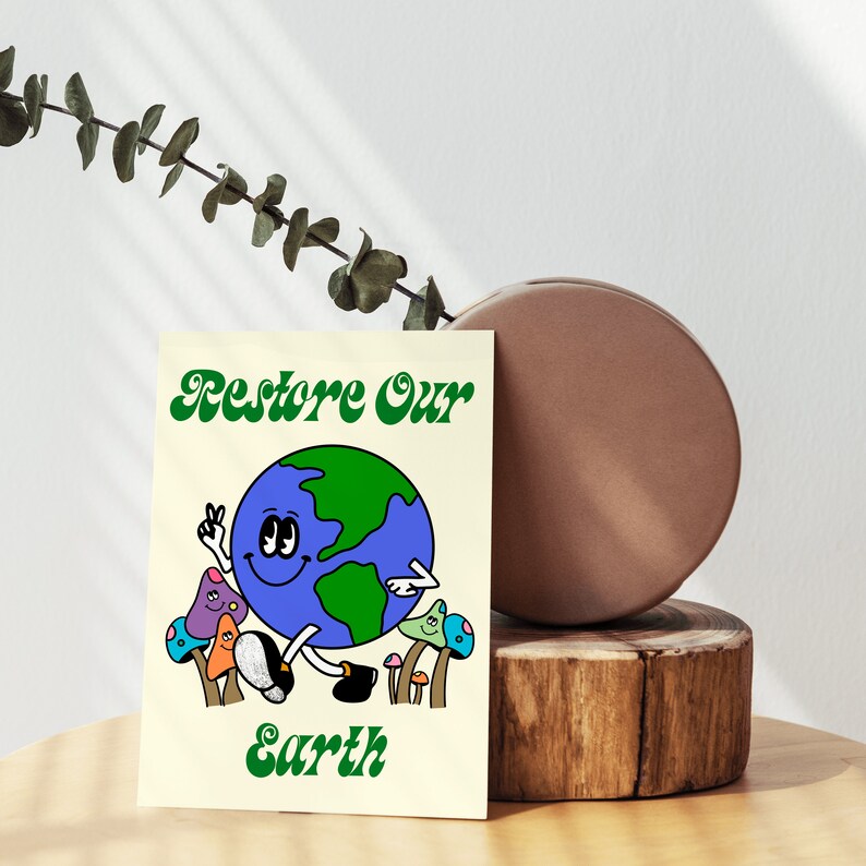 Restore Our Earth Print Retro 70s Quote Print Poster Retro - Etsy
