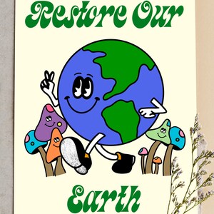 Restore Our Earth Print Retro 70s Quote Print Poster Retro - Etsy