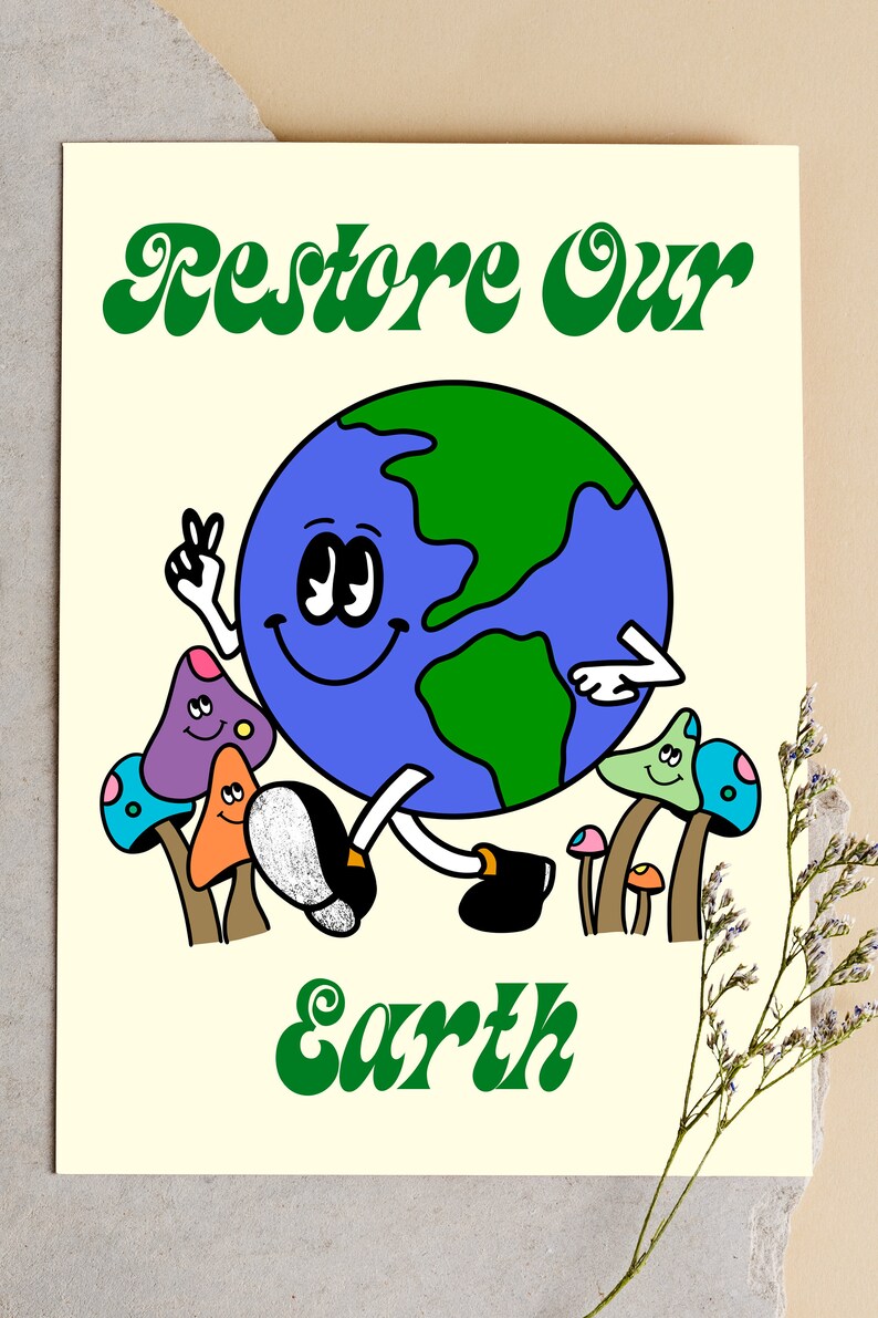 Restore Our Earth Print Retro 70s Quote Print Poster Retro - Etsy