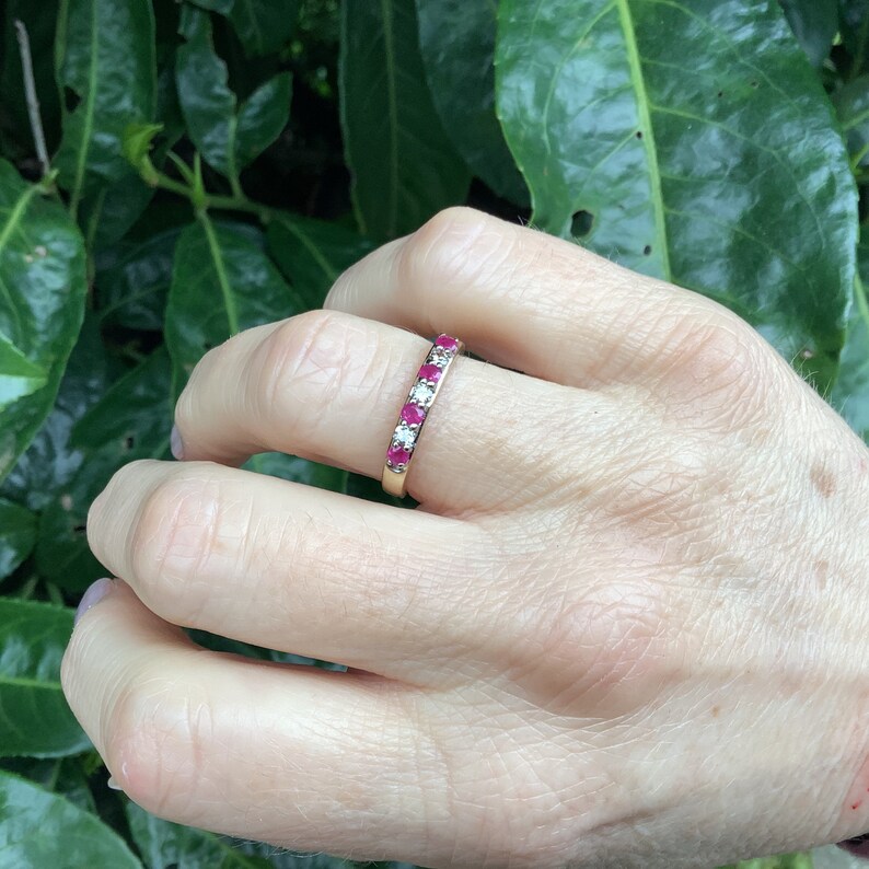 Vintage 9ct Gold Ruby and Diamond Half Eternity Ring 9 Carat - Etsy
