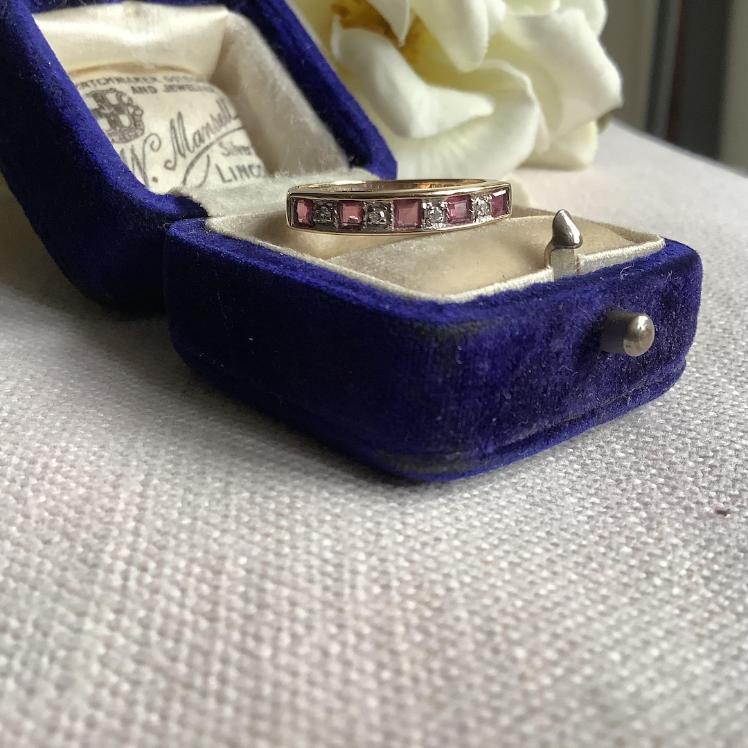 Vintage 9ct Gold Ruby and Diamond Ring, 9 Carat Gold Ruby and Diamond ...