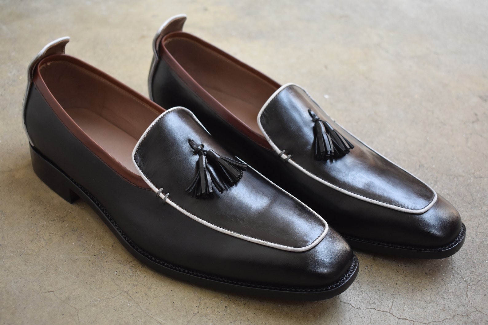 Men's 7 Star Handmade Black Tassels Loafers Dress Moccasin Shoes - Etsy
