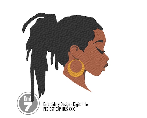 Black Woman With Dreads Embroidery Design for Machine - Etsy