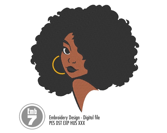 Black Afro Woman Embroidery Design for Machine Embroidery - Etsy