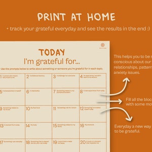 Grateful Worksheet 8.5x11 & A4, Printable PDF Planner, Emotions Mental ...