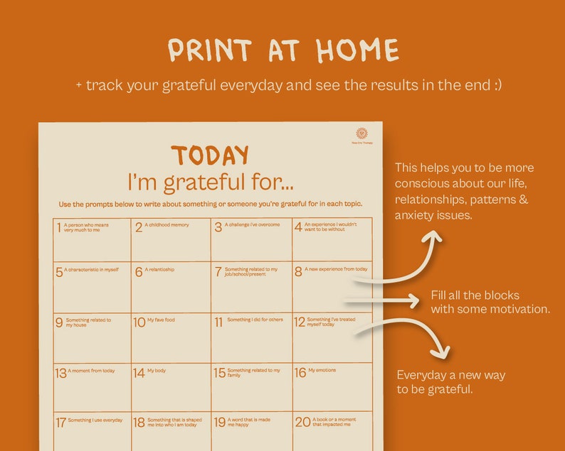 Grateful Worksheet 8.5x11 & A4 Printable PDF Planner - Etsy