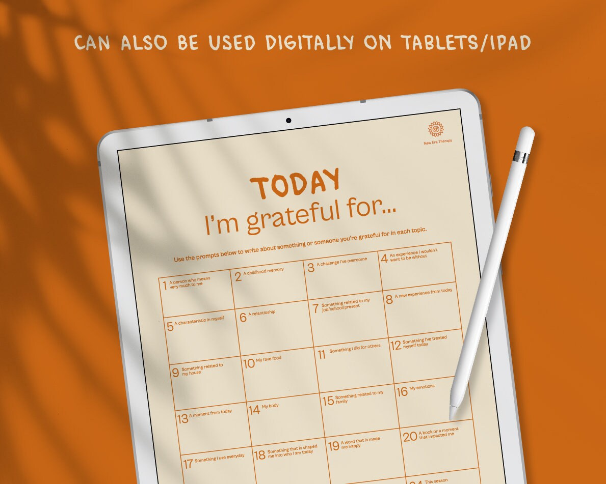 Grateful Worksheet 8.5x11 & A4, Printable PDF Planner, Emotions Mental ...