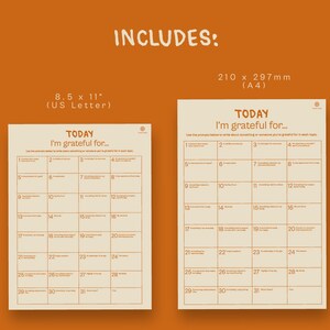 Grateful Worksheet 8.5x11 & A4, Printable PDF Planner, Emotions Mental ...