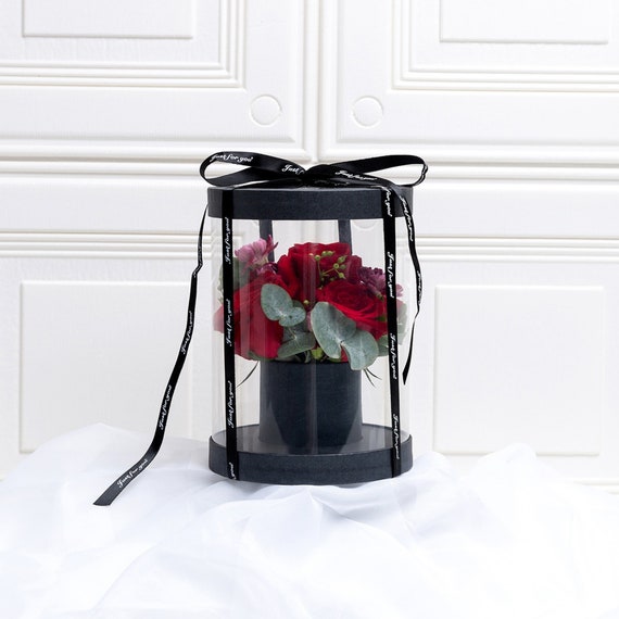 Flower Bouquet Box Round PVC Flower Small 14.5x20cm Gift Box - Etsy