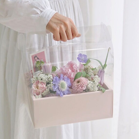 Clear Flower Cake Box PVC With Handle for Gifts Christmas - Etsy