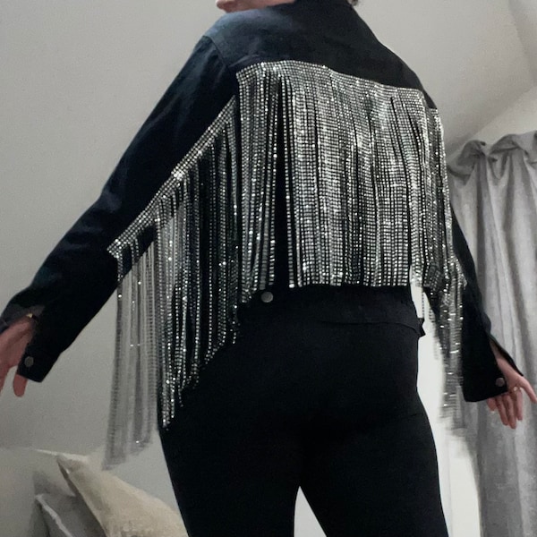 Rhinestone Fringe Jacket - Etsy