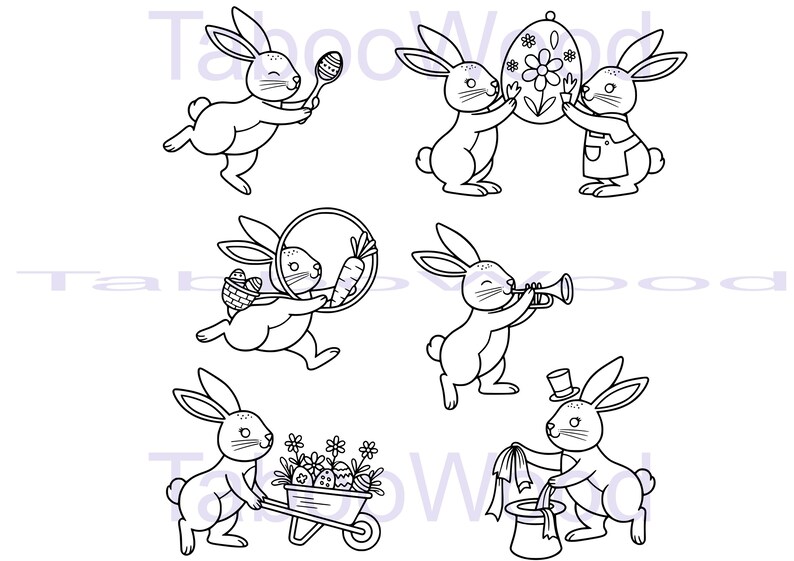 Easter Bunny Clipart, Spring Rabbit Vector (SVG, PNG, PDF) Commercial ...