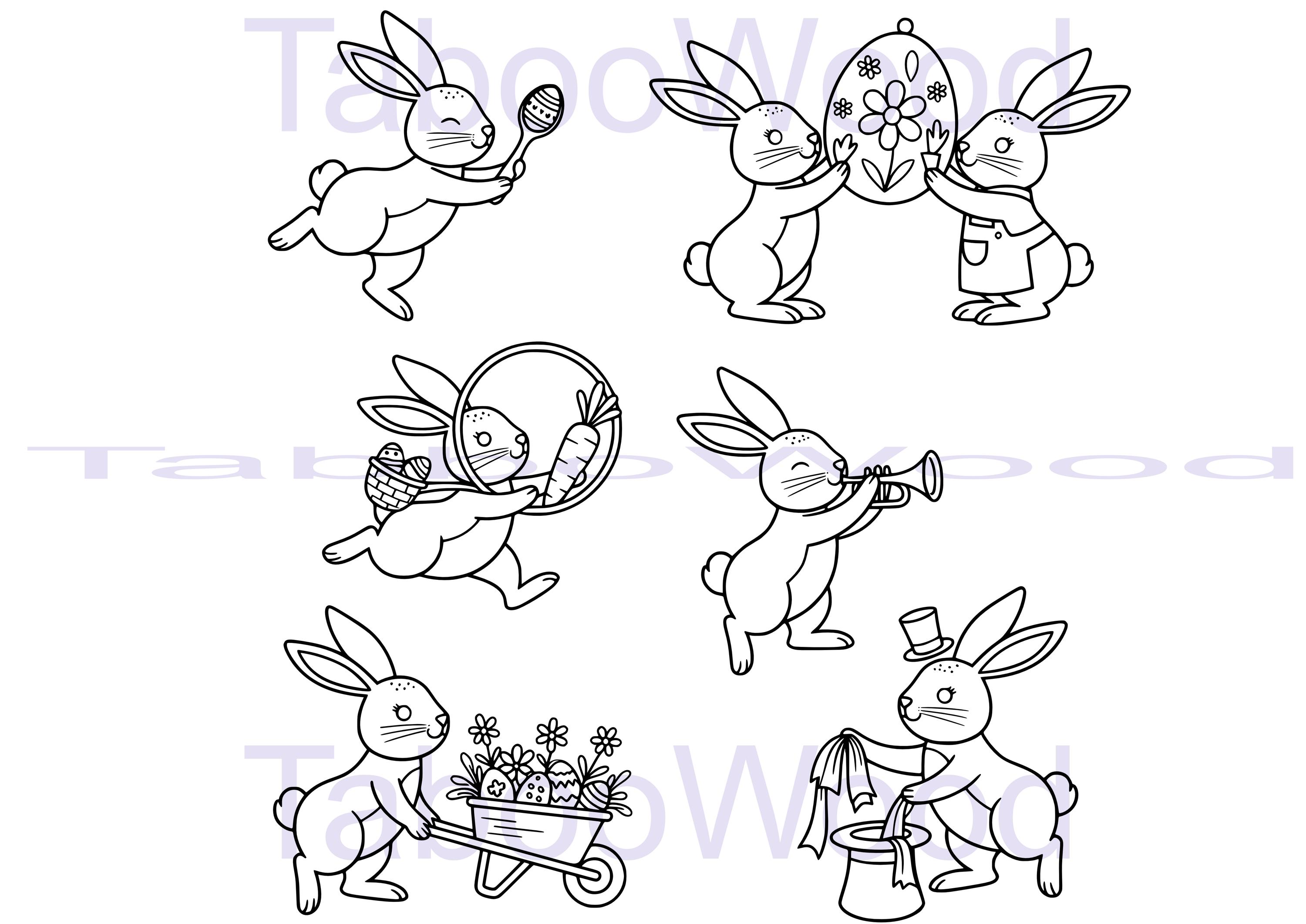Easter Bunny Clipart, Spring Rabbit Vector (SVG, PNG, PDF) Commercial ...