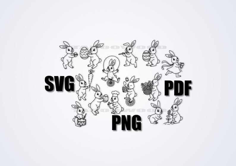 Easter Bunny Clipart, Spring Rabbit Vector (SVG, PNG, PDF) - Etsy