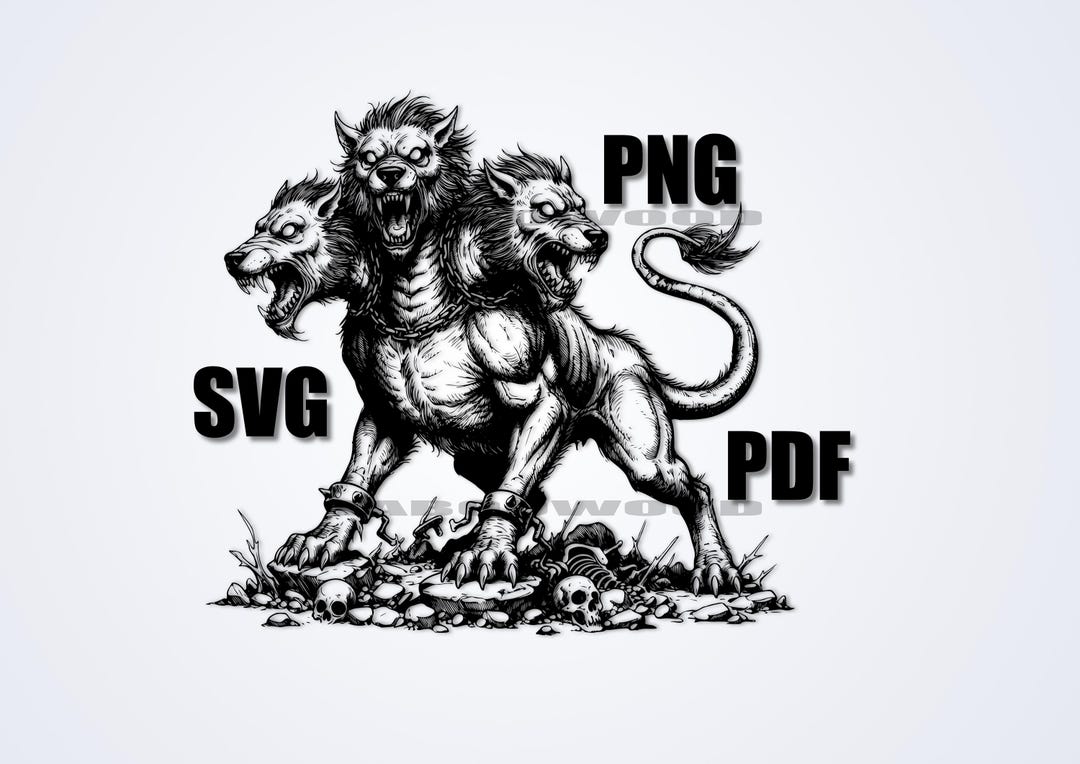 Cerberus SVG, PNG & PDF | Three Headed Hellhound Clipart | Mythical Dog ...