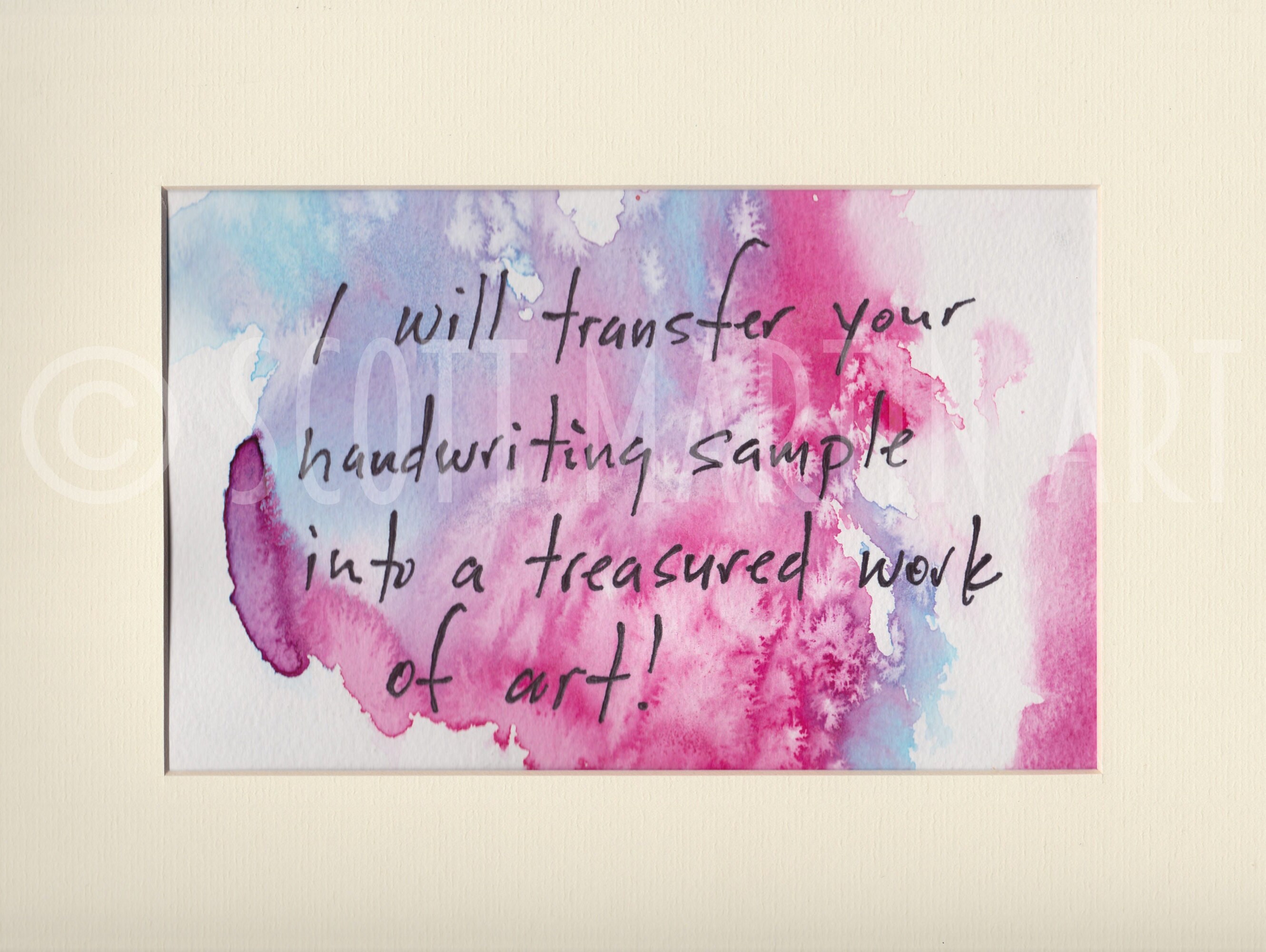 Custom Actual Handwriting Watercolor Painting, Actual Handwriting Gift ...