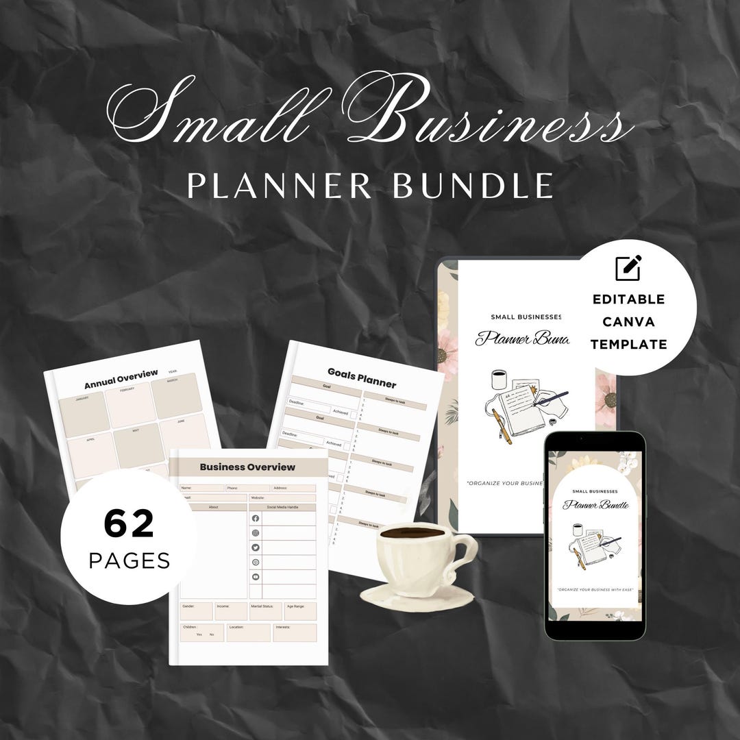 Printable Business Planner Bundle: Editable, Small Business Planner ...