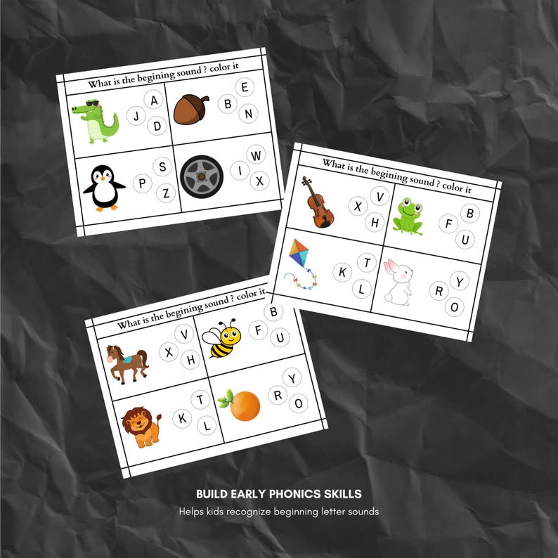 Beginning Sounds Worksheets: Preschool Phonics, Alphabet Learning (PDF ...