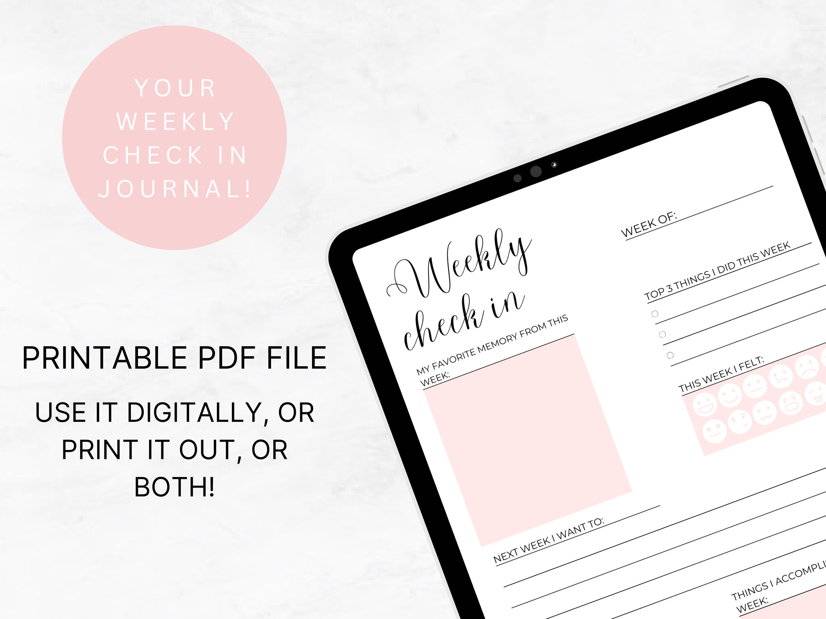 Weekly Mental Health Check in Digital and Printable - Etsy