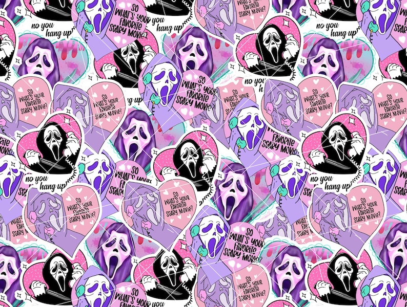 Horror Scream Cartoon Digital Seamless Pattern File, Instant Download ...
