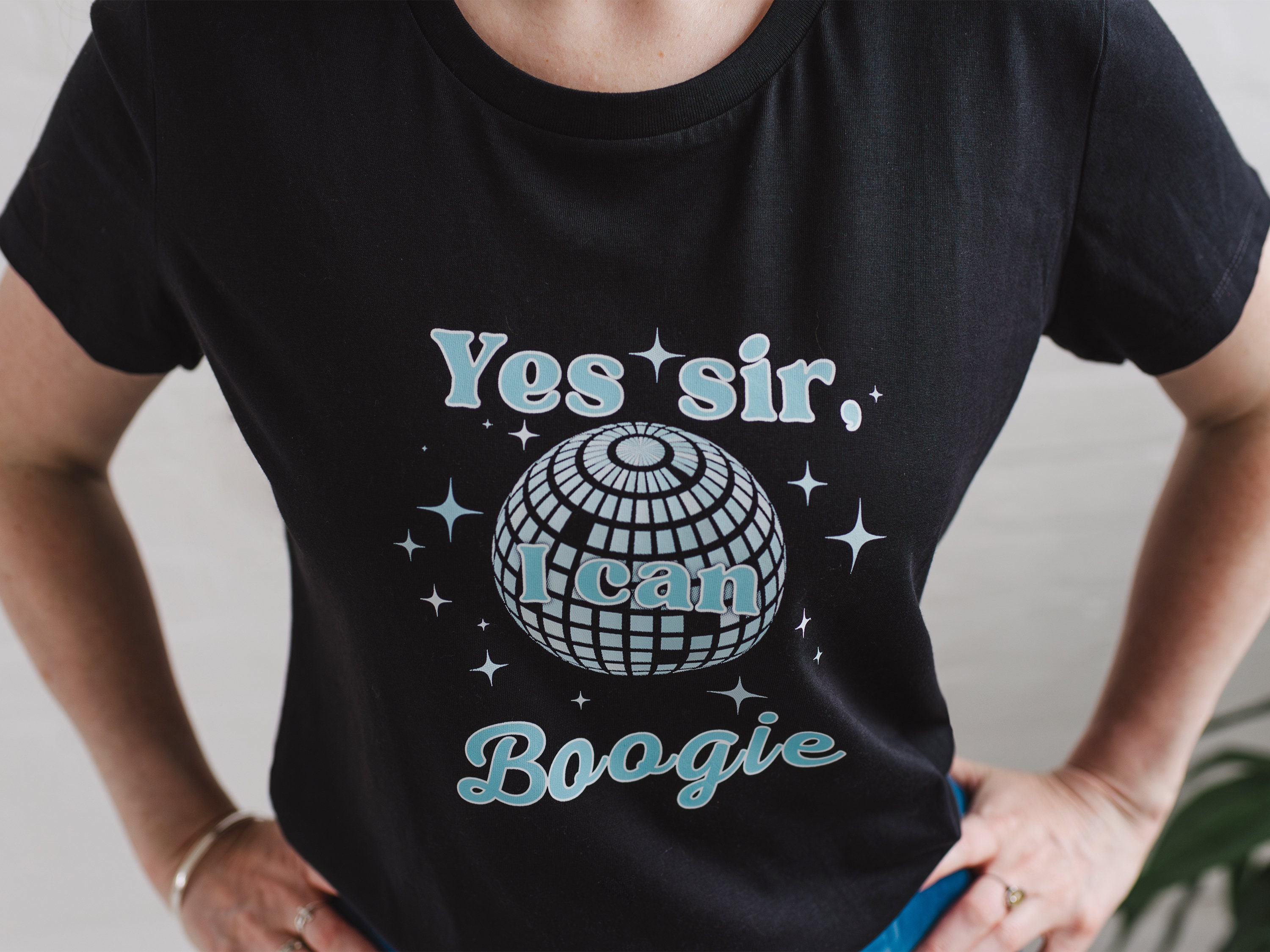 Disco Ball Tshirt "yes Sir, I Can Boogie" 70s Retro Song Lyrics Organic ...