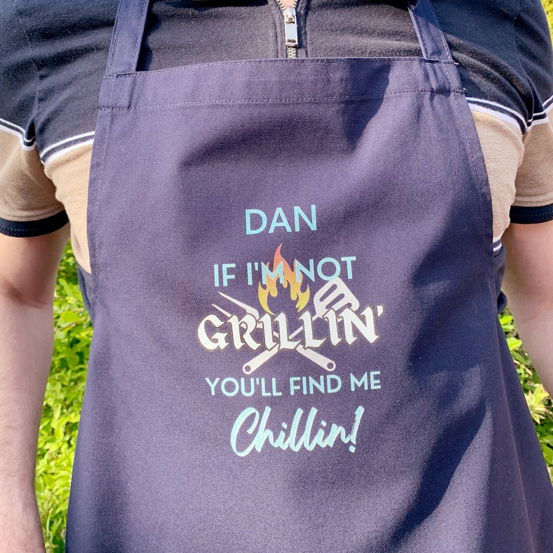 Personalized BBQ Apron: "grillin' or Chillin'" Cotton Twill Chef Gift ...