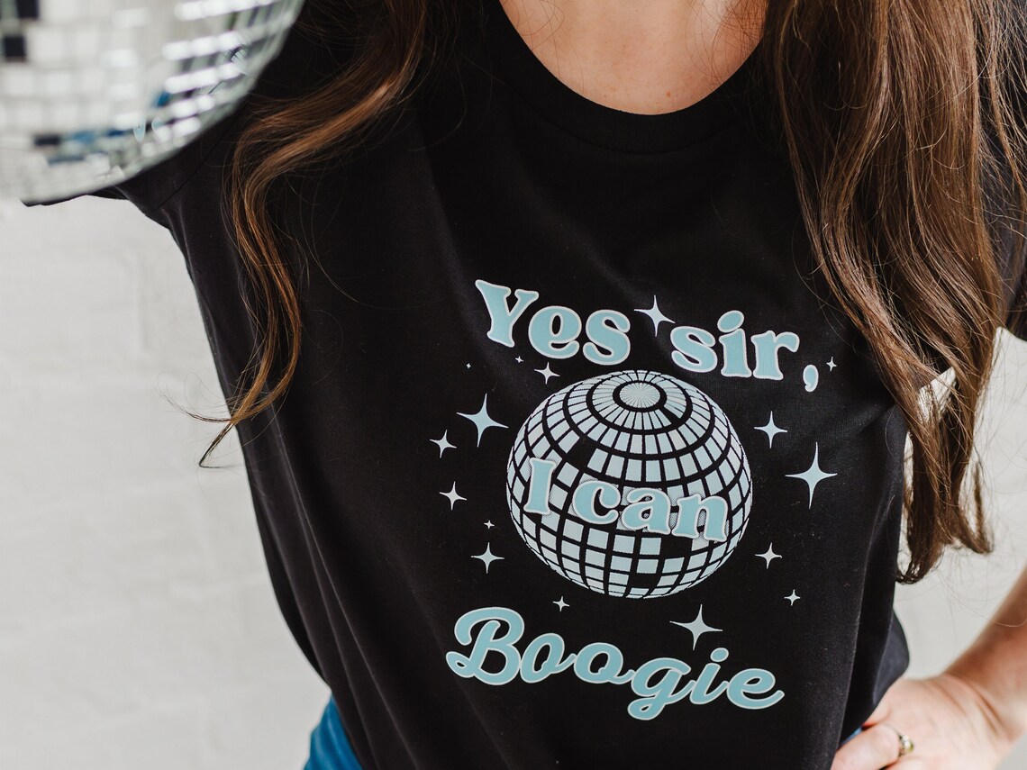Disco Ball Tshirt "yes Sir, I Can Boogie" 70s Retro Song Lyrics Organic ...
