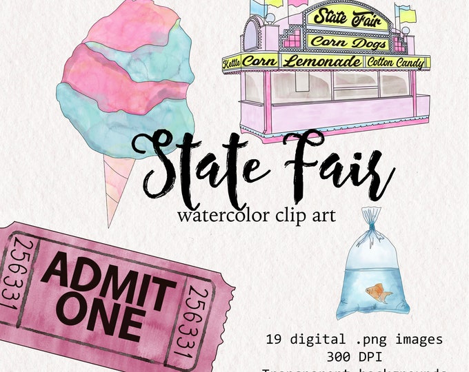 State Fair, County Fair, Carnival Watercolor Clipart | 19 PNG ...